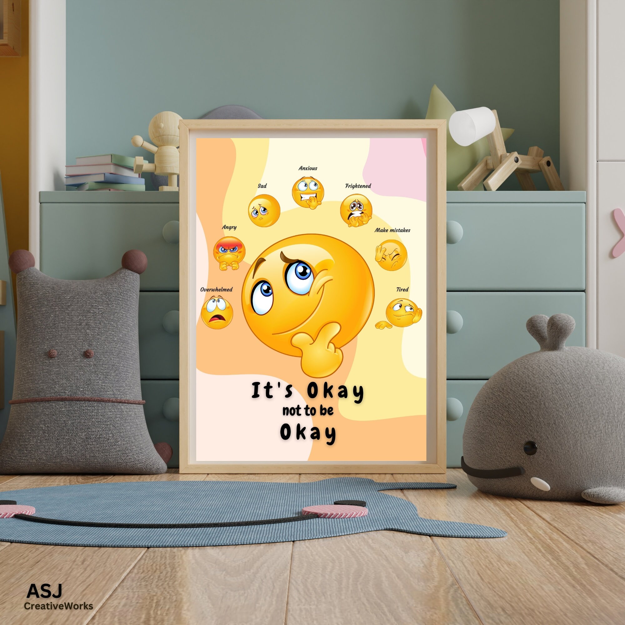 It's Okay to Not Be Okay Poster, Mental Health Wall Decor, Feelings ...
