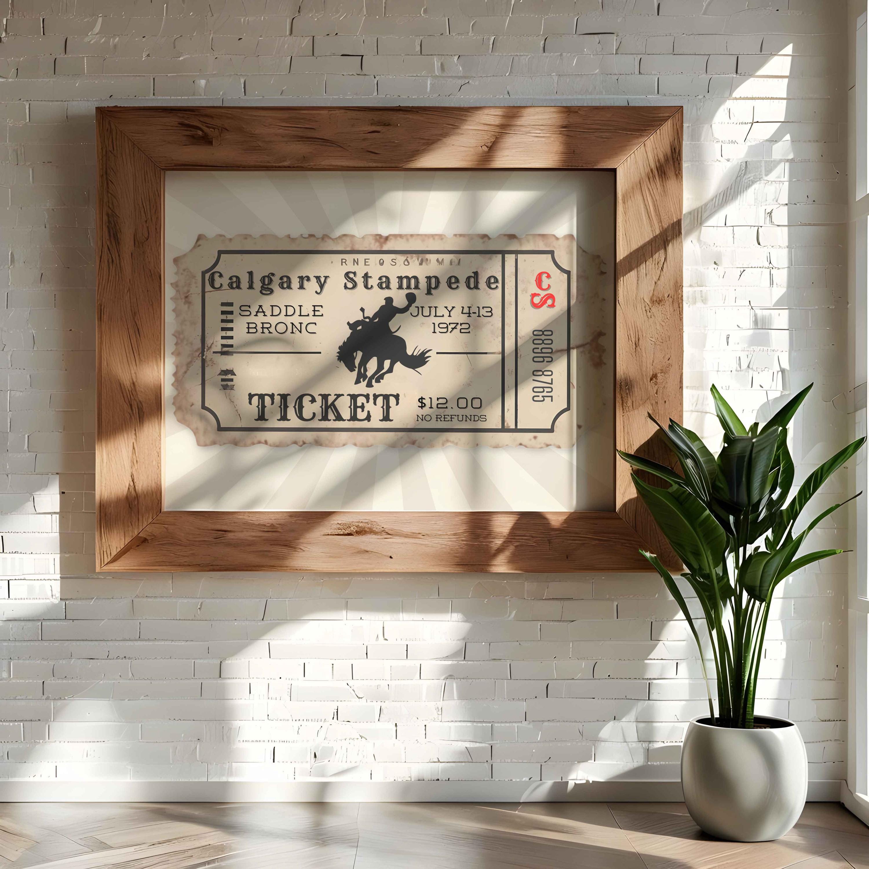 Vintage Rodeo Poster, Retro Calgary Stampede Ticket, Western Cowboy ...