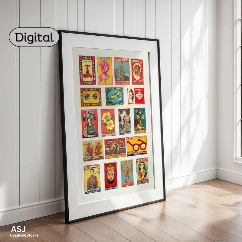 Retro Indian Matchbox Print - Etsy