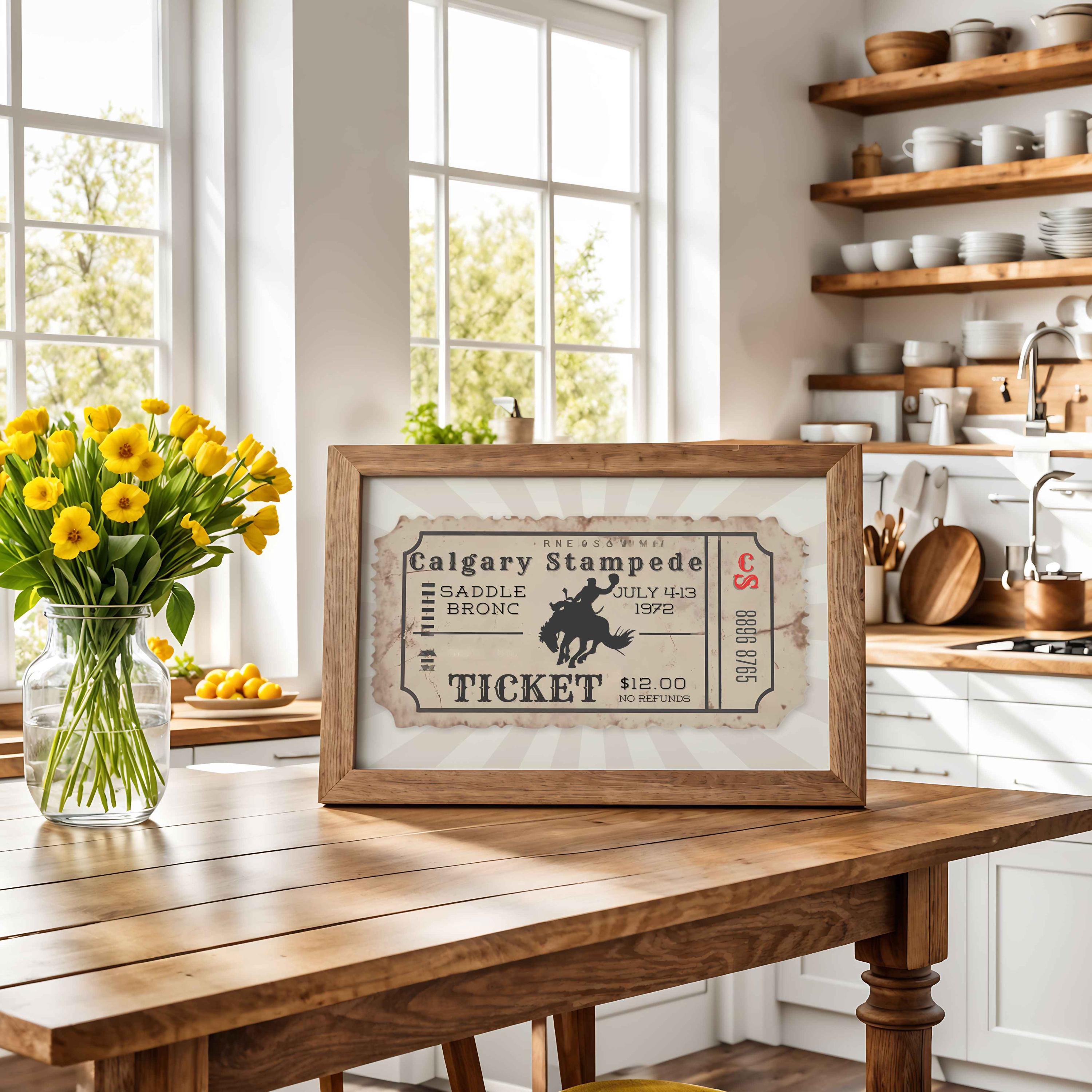 Vintage Rodeo Poster, Retro Calgary Stampede Ticket, Western Cowboy ...