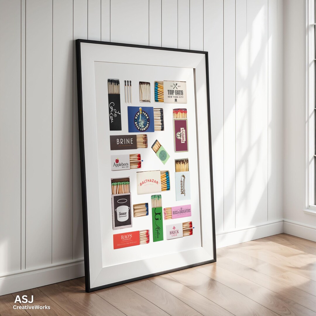 New York Matchbox Wall Art, Retro Matchbox Print, Matchbook Poster ...