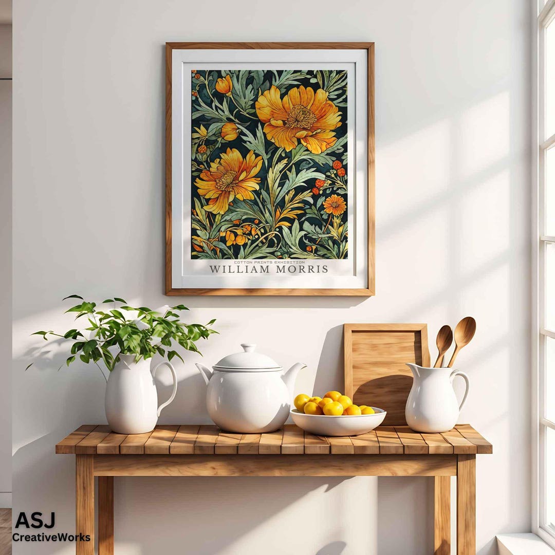 William Morris Marigold Print, Vintage Botanical Wall Art, Custom Text ...