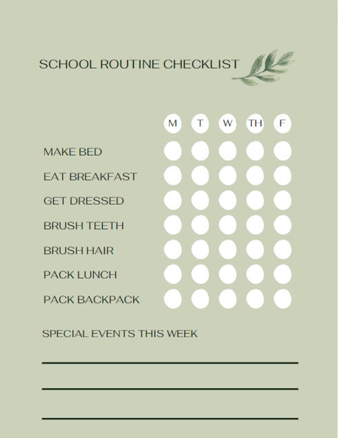 School Routine Checklist - Etsy