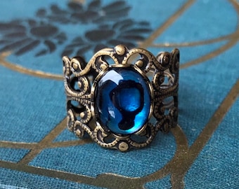 Blue Shell Filigree Ring | Etsy