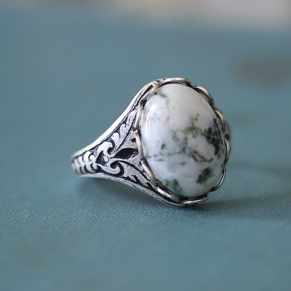 Tree Agate Ring - Etsy