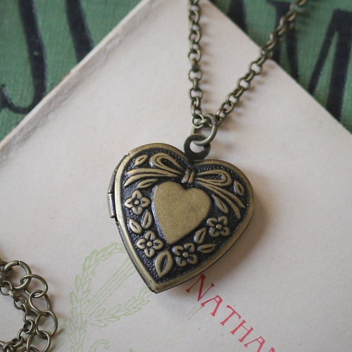 Heart Lockets Vintage Style in Antique Brass Choose From Six - Etsy