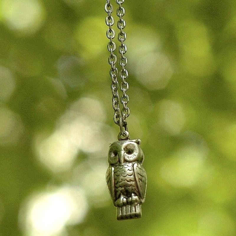 Owl Necklace Silver Vintage - Etsy