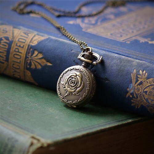 Vintage Scrollwork Style Pocket Watch Necklace in Bronze - Etsy