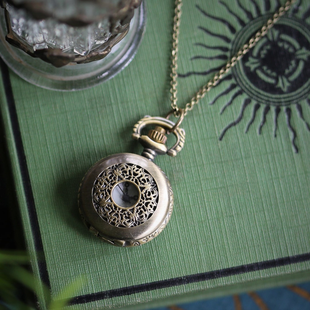 Vintage Scrollwork Style Pocket Watch Necklace in Bronze - Etsy