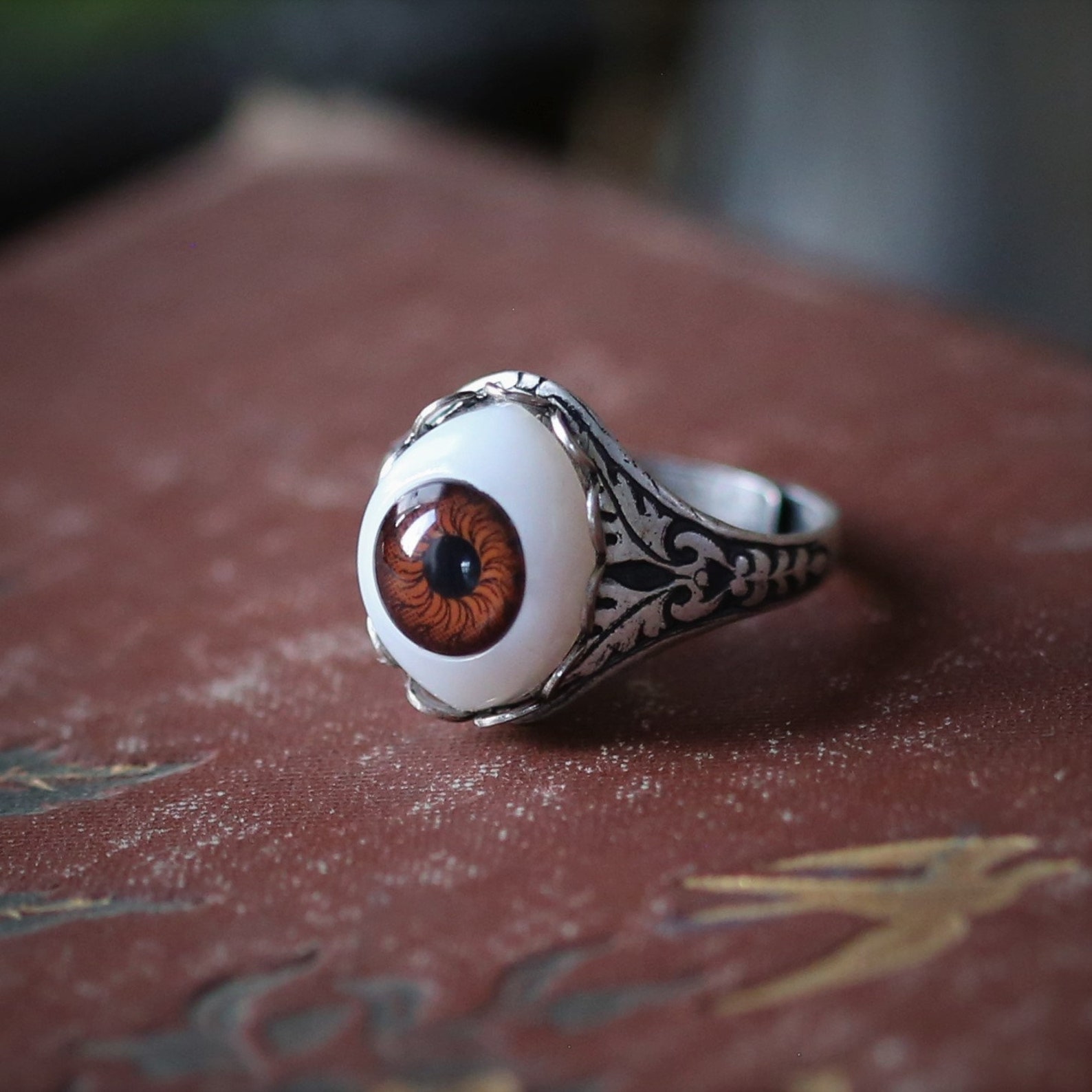 Eye Ring Vintage Style Adjustable Green Blue or Brown - Etsy