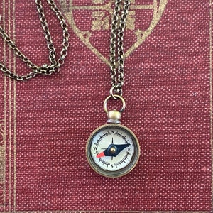 Small Brass Working Compass Necklace Also Available in Gold or Antique ...