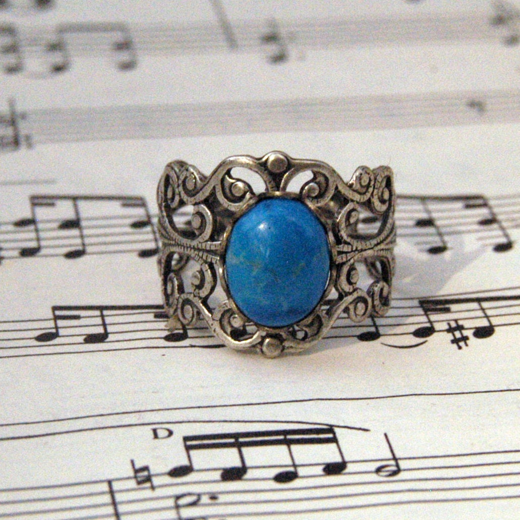 Blue Howlite Ring on Brass or Silver - Etsy