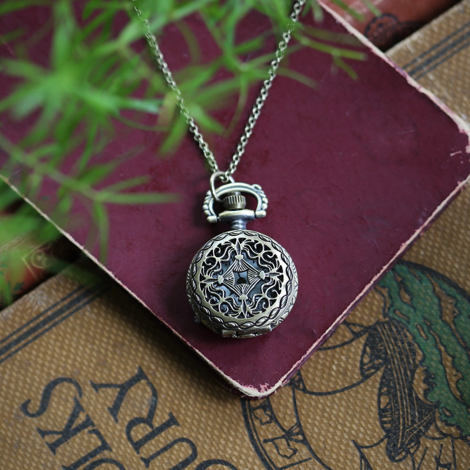 Vintage Scrollwork Style Pocket Watch Time Piece Pendant Necklace in ...
