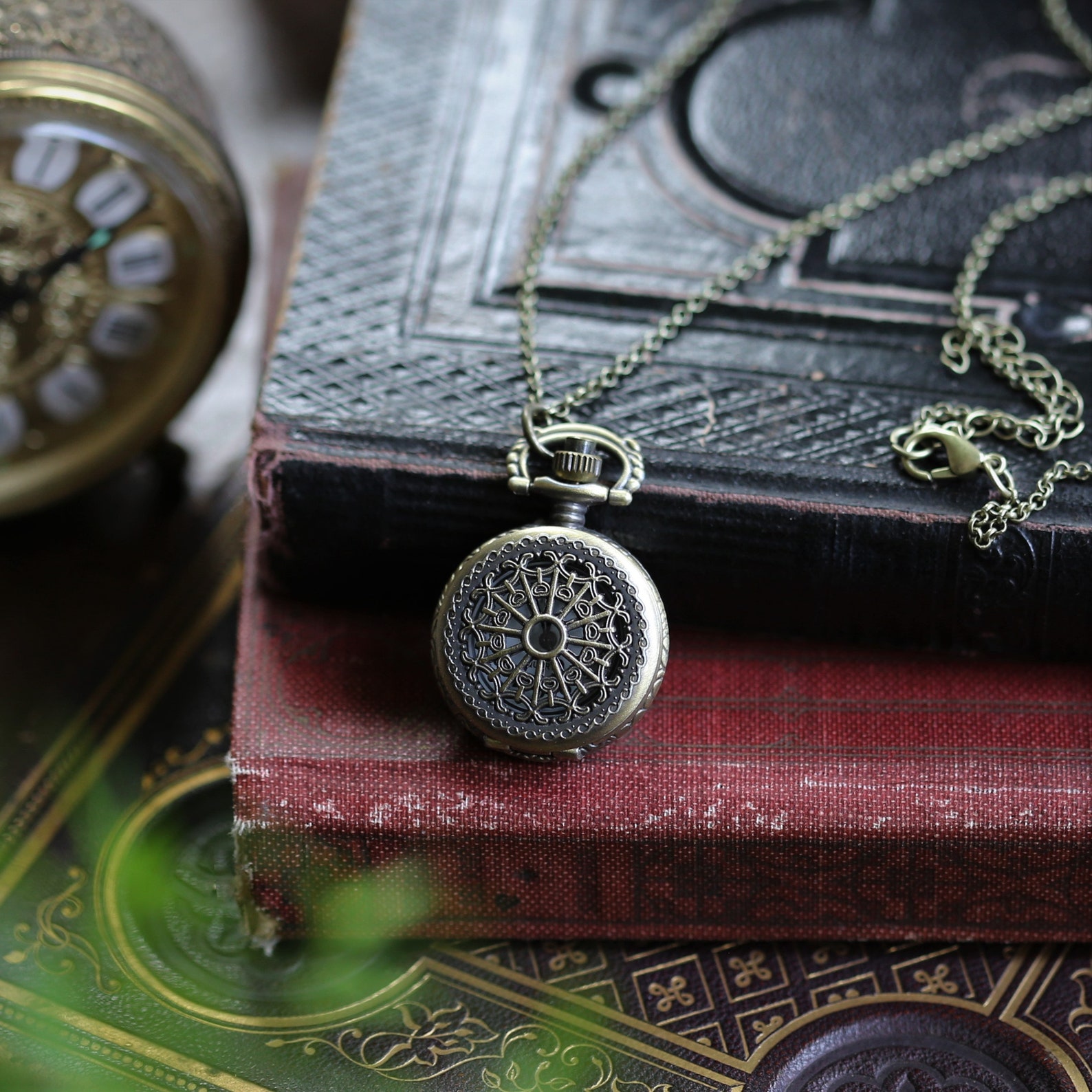 Vintage Scrollwork Style Pocket Watch Time Piece Pendant Necklace in ...