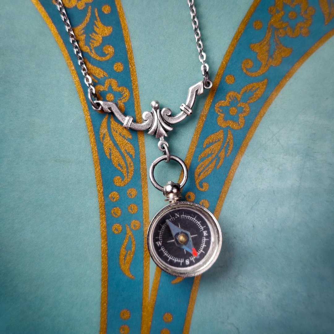 Art Deco Working Compass Necklace for Women in Sterling Silver - Etsy
