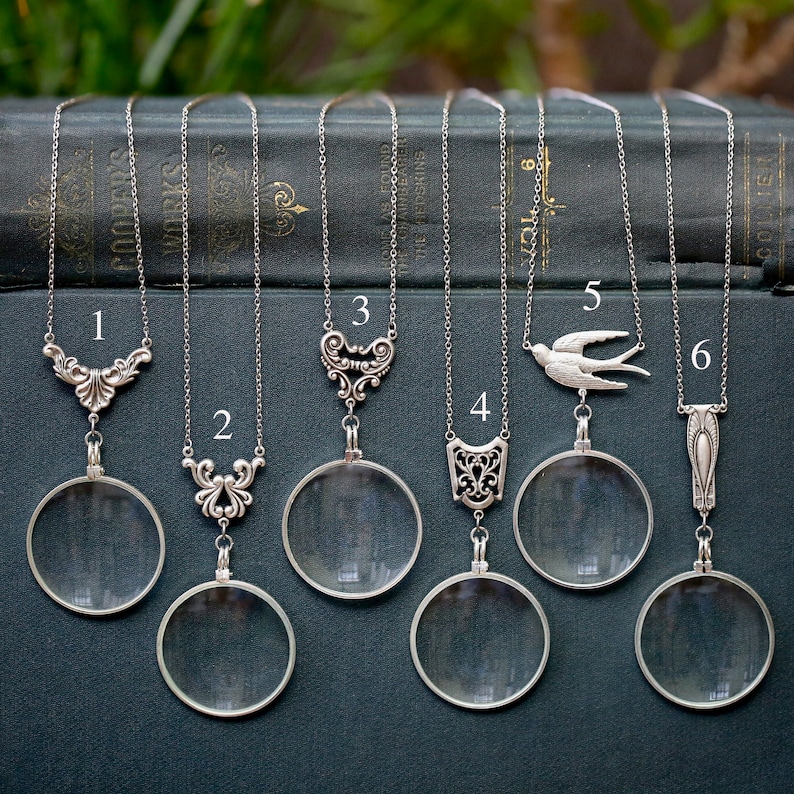 Monocle Pendant Necklace in Antiqued Silver or Antiqued Brass - Etsy