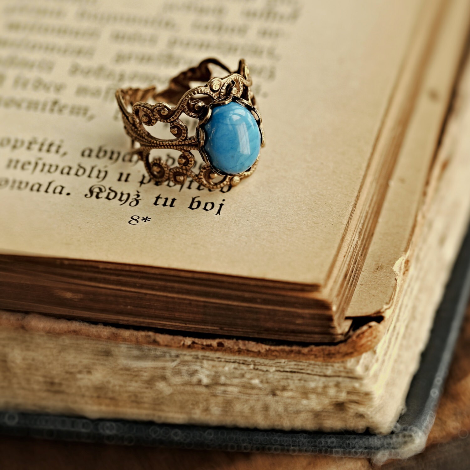 Blue Howlite Ring on Brass or Silver - Etsy