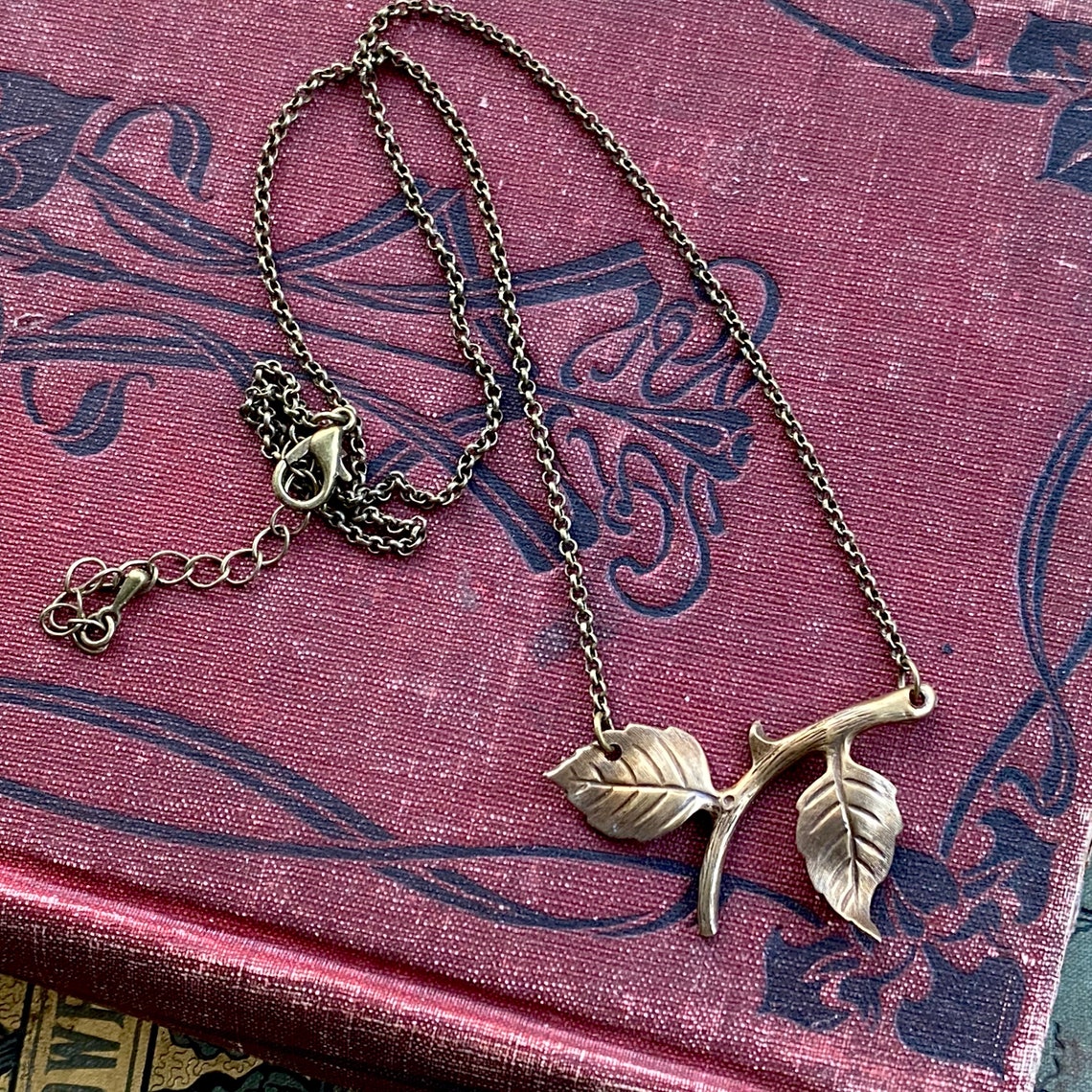 Rose Thorn Pendant Necklace in Antiqued Brass or Vintage | Etsy