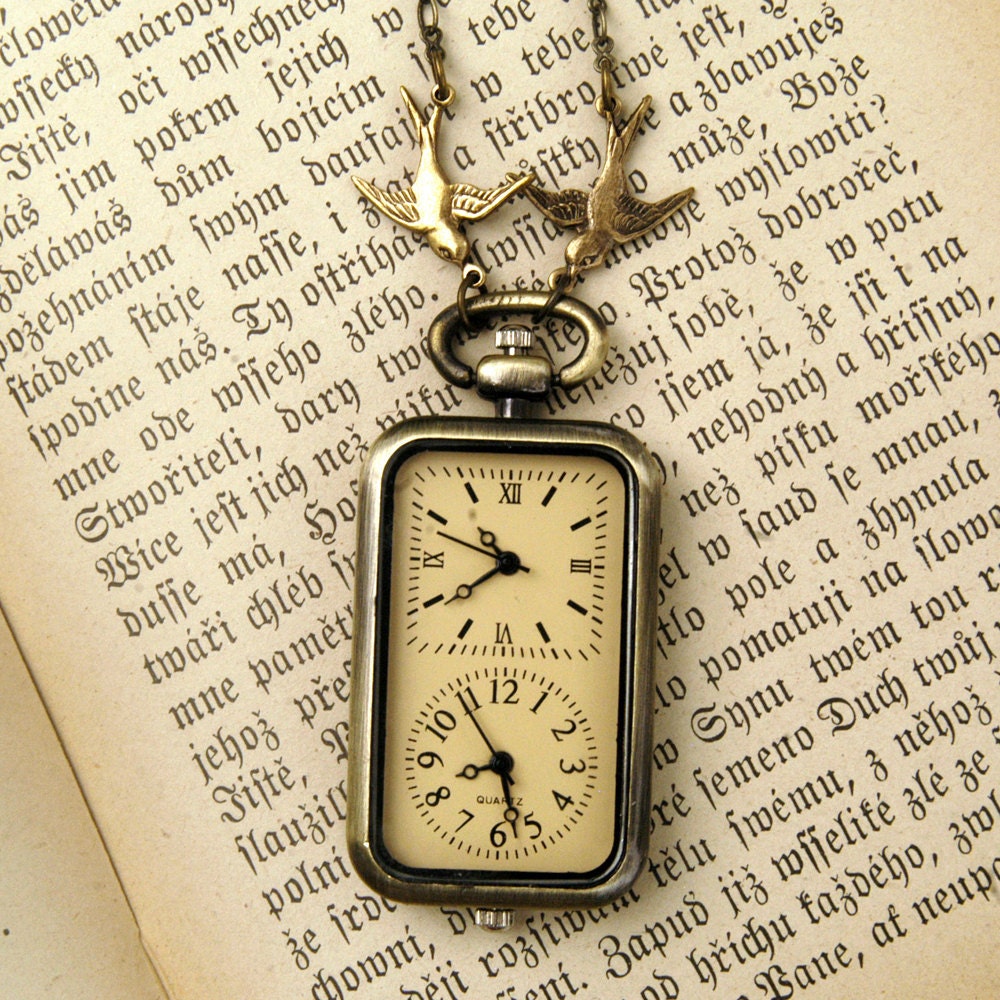 Double Faced Working Watch Necklace in Bronze - Etsy