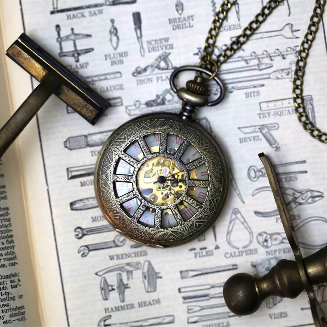 Cogwheel Mechanical Pocket Watch on Pocket Chain or Necklace Available ...