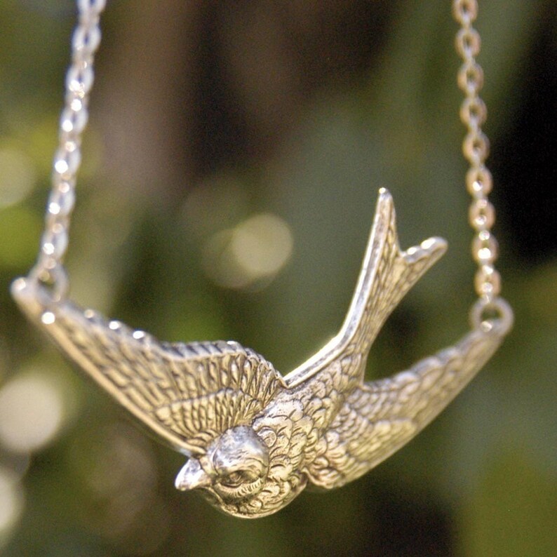 Silver Bird in Flight | Etsy