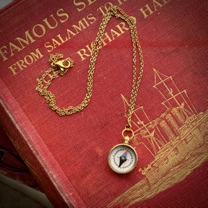 Gold Tone Working Compass Pendant Necklace - Etsy