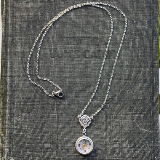 Small Silver Compass Necklace | Etsy