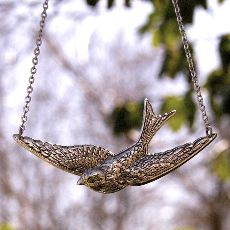 Silver Bird in Flight | Etsy