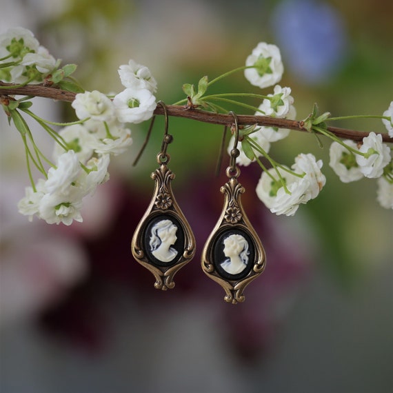 Lady Cameo Earrings in Antiqued Silver or Brass. Complete the Set With a Matching Collection. Etsy