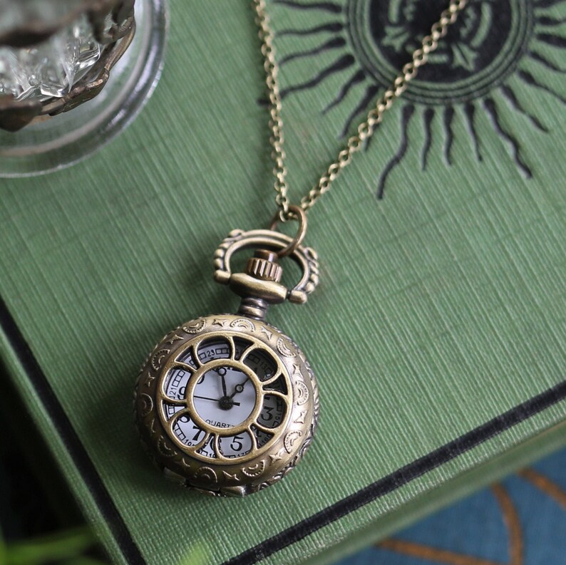 Lace Circlet Brass Pocket Watch Necklace Battery Operated - Etsy