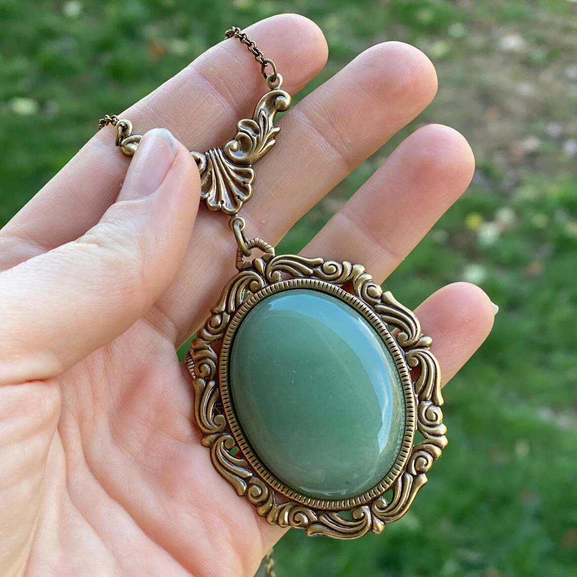 Green Aventurine Stone Pendant Necklace With Aventurine Beads | Etsy