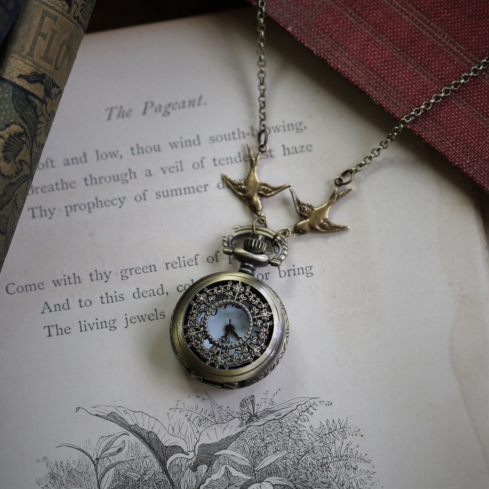 Vintage Scrollwork Style Pocket Watch Time Piece Pendant Necklace in ...