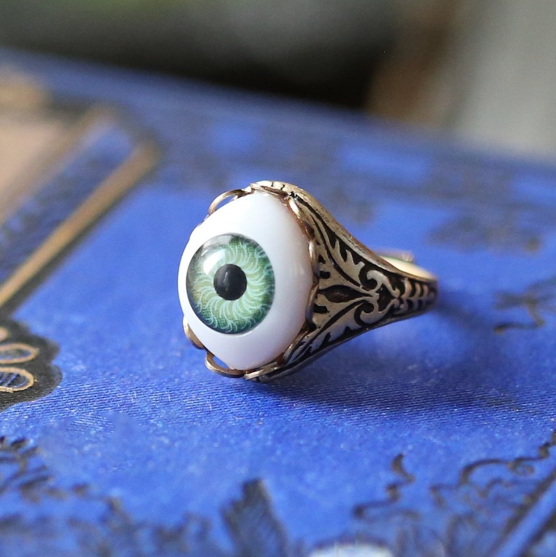 Brown Eye Ring in Antiqued Brass or Sterling Plate Vintage | Etsy