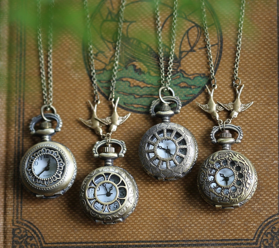 Lace Circlet Brass Pocket Watch Necklace Battery Operated - Etsy