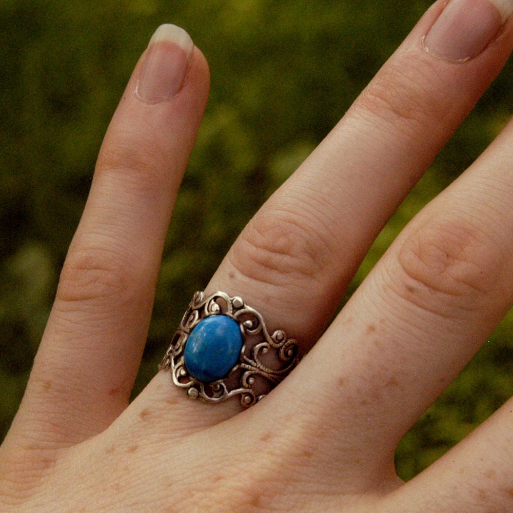 Blue Howlite Ring on Brass or Silver - Etsy