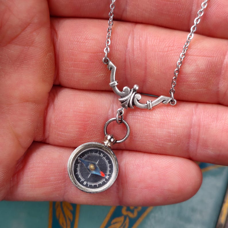 Art Deco Working Compass Necklace for Women in Sterling Silver - Etsy