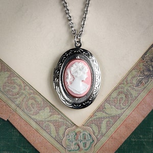 Lady Cameo Oval Vintage Style Bright Silver Locket - Etsy