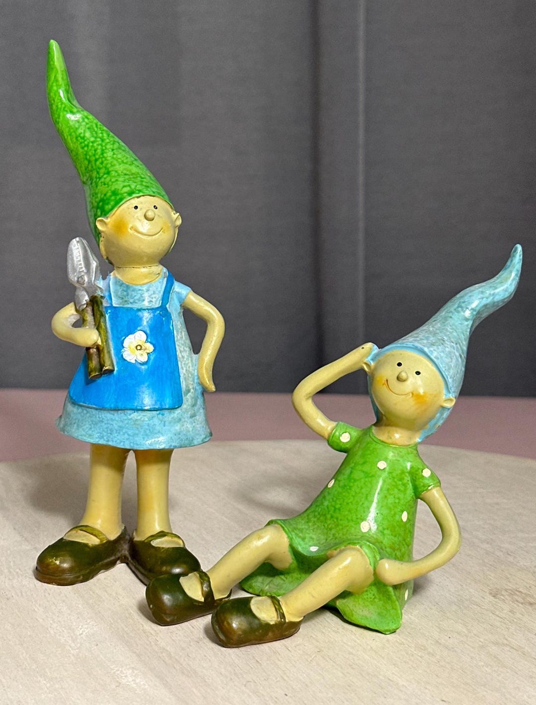 Vintage Garden Elves, Fairy Figurines, – Set of 2 Cute Decorative Elves ...