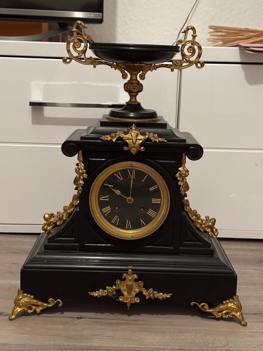 RARE LARGE 12 Kg Vintage Antique Clock , Marble and Bronze Mantel Clock ...