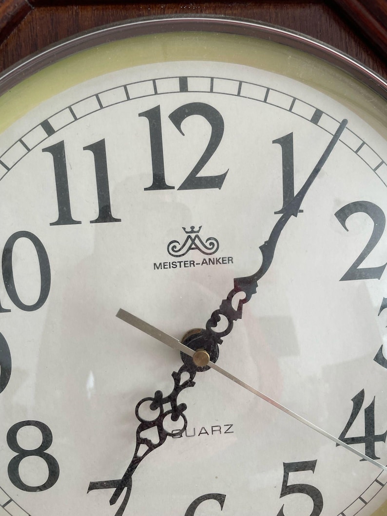 Meister Anker Vintage Clock, Large Wooden Mid Century Octagonal Frame ...