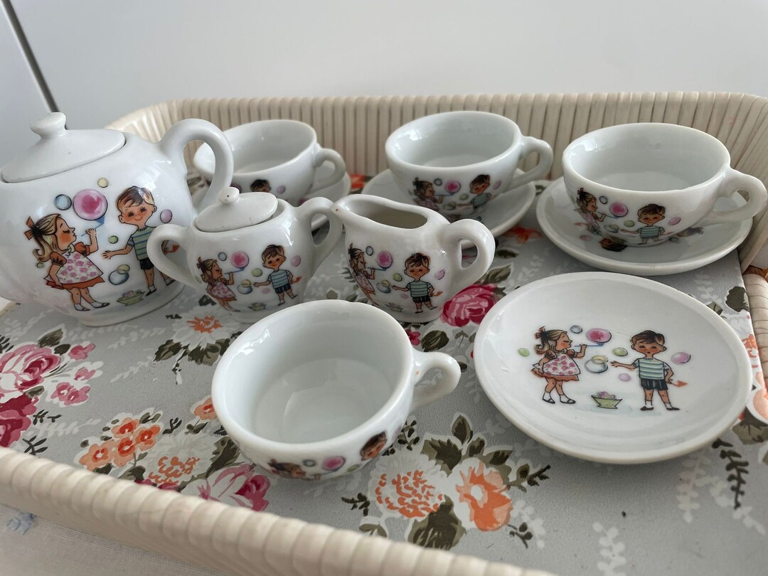 Tea Party Set Porcelain Miniatures, Porcelain Miniatures Tea Set, Kids ...