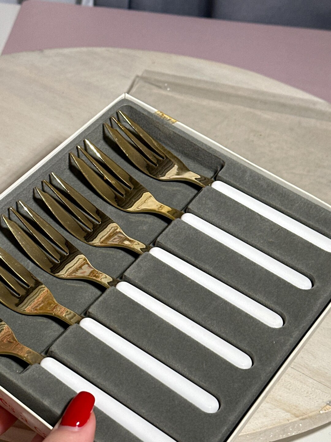 Vintage Set of 6 Forks, Gold Label, Gold Plated, Premium Vintage Set of ...