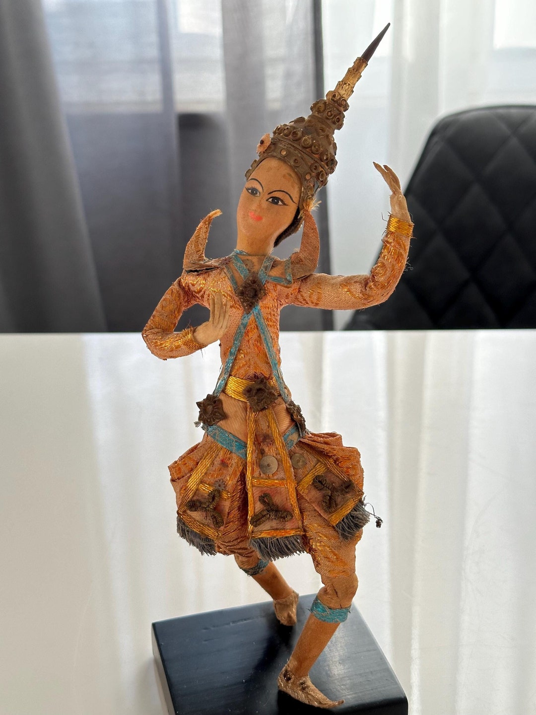 Antique Thai Dancer Figurine, Thai Traditional Sparkling Costume ...
