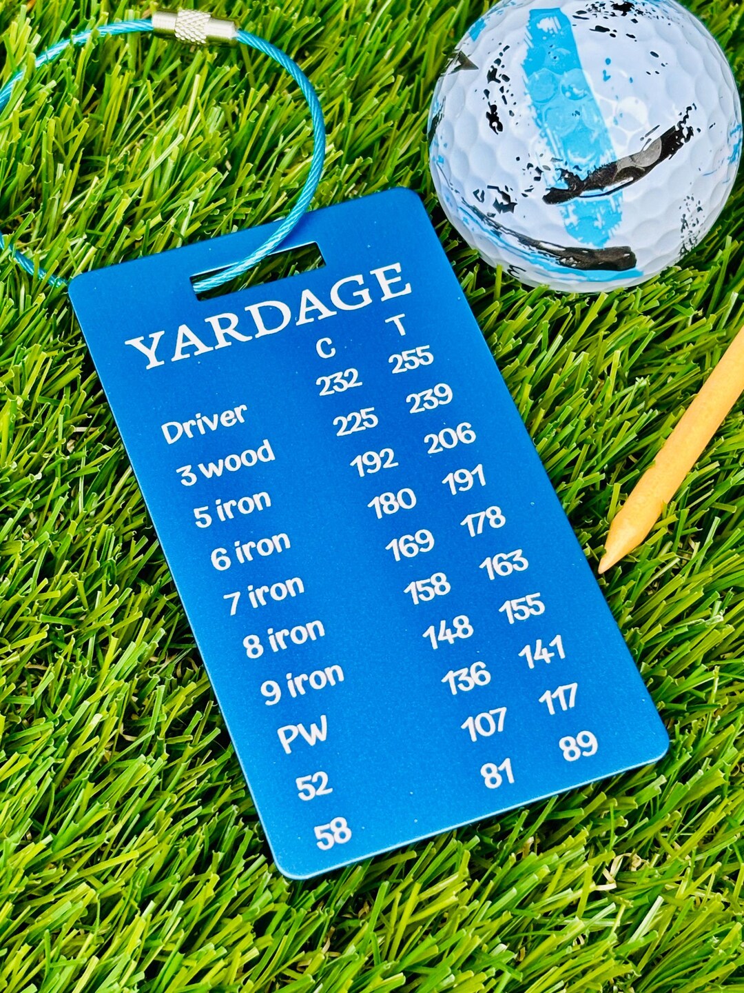Personalised Golf Yardage Bag Tag, Bespoke Distance Golf Bag Tag ...