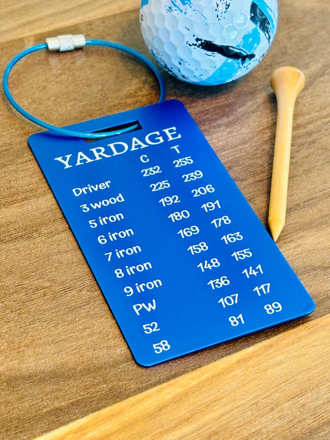 Personalised Metal Yardage Golf Bag Tag, Custom Distance Golf Bag Tag ...