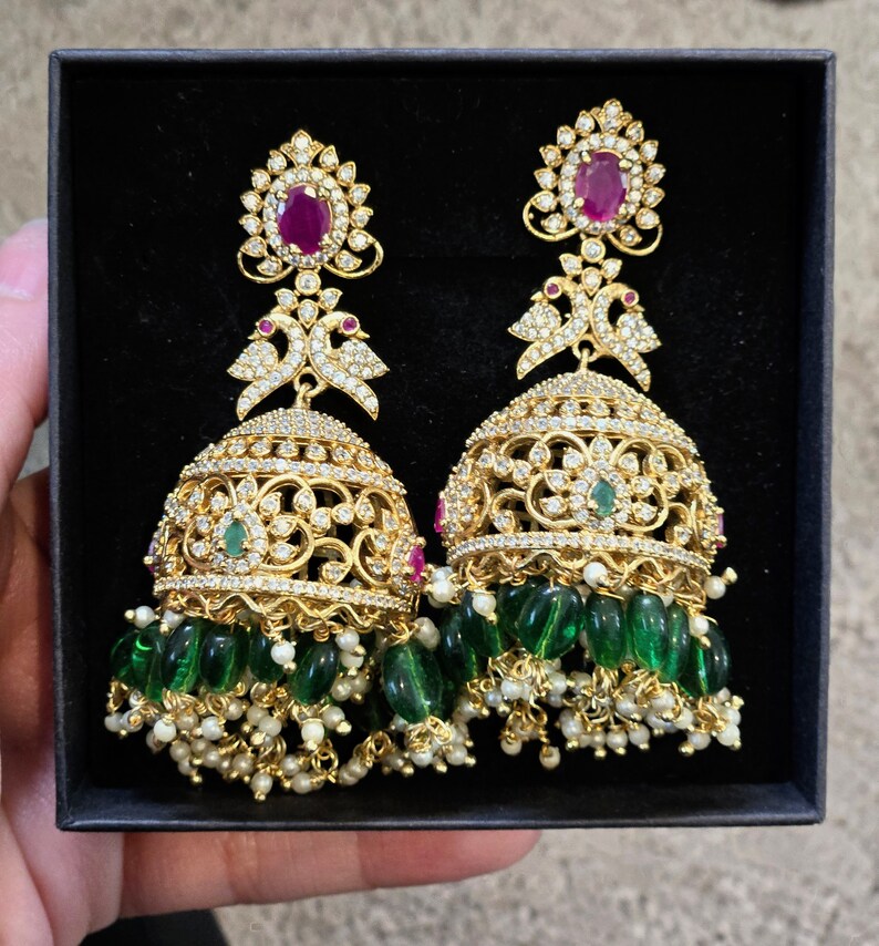 Grand Gold Jhumka Earrings Traditional South Indian Temple Jewelry - Etsy