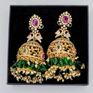 Grand Gold Jhumka Earrings Traditional South Indian Temple Jewelry - Etsy
