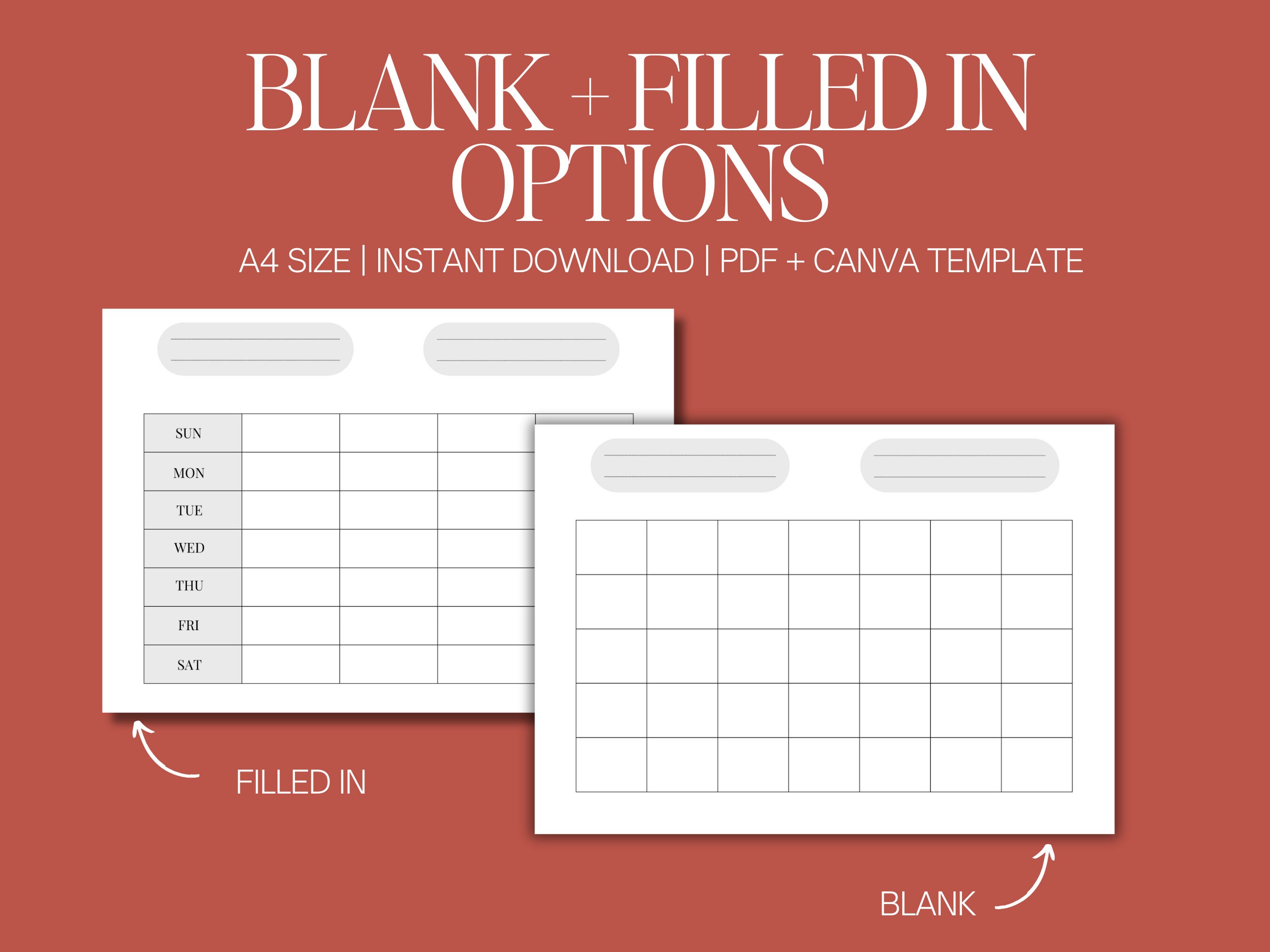 Blank Calendar Printable - Monthly Planning PDF, A4 & Letter Size ...