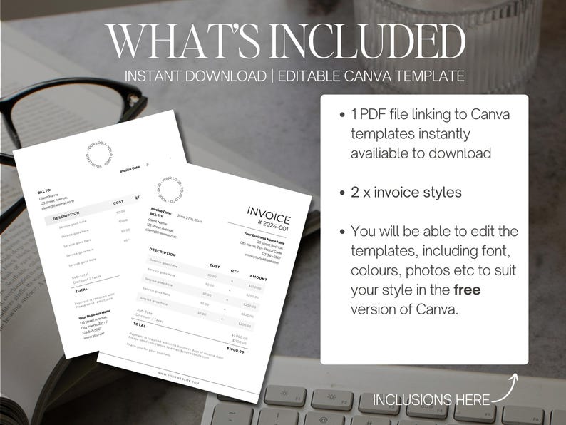 Invoice Template | Editable Canva Invoice for Small Business ...
