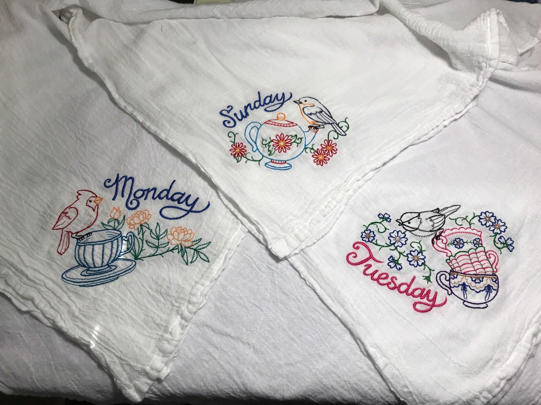 Kitchen-dish Towels/vintage/days of the Week Dish Towels-set - Etsy